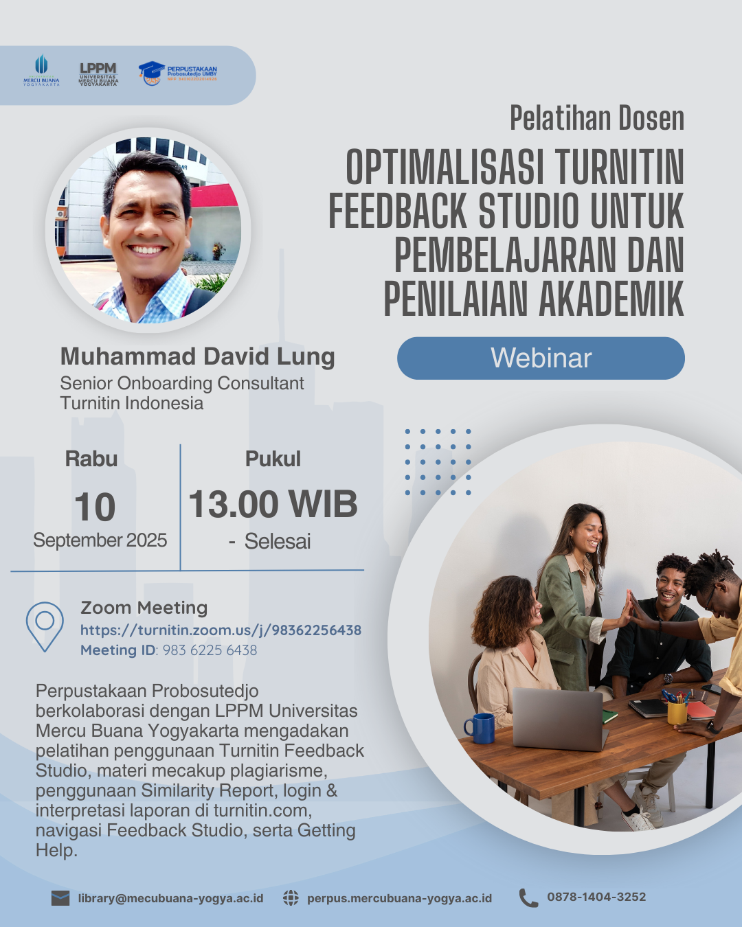 Pelatihan Dosen: Optimalisasi Turnitin Feedback Studio untuk Pembelajaran dan Penilaian Akademik